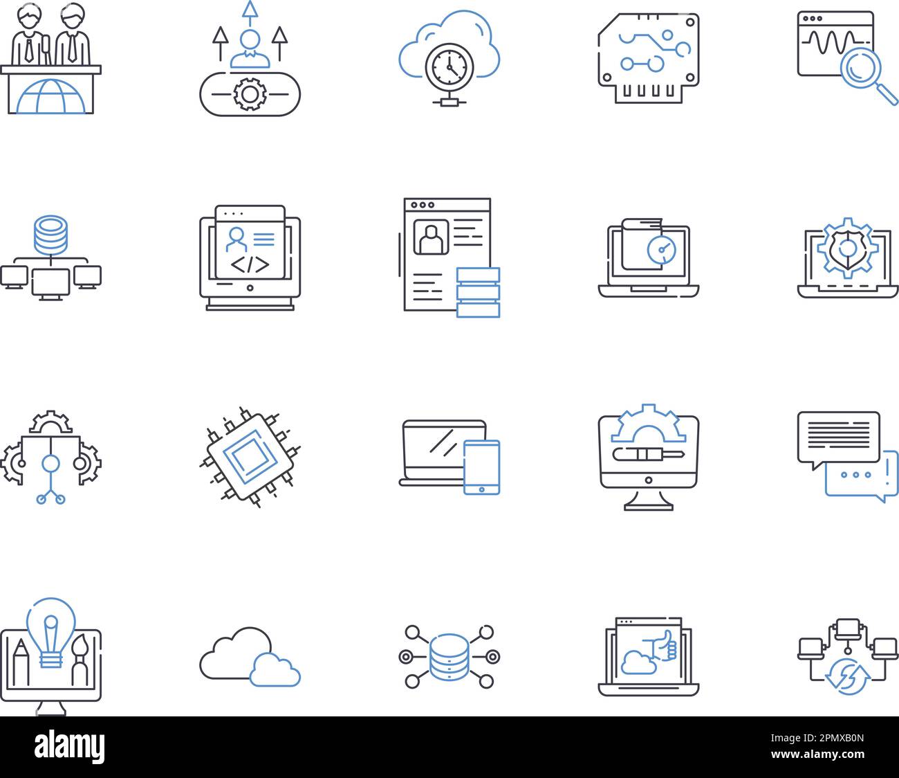 Digital industry outline icons collection. Digital, industry, technology, online, computing ...