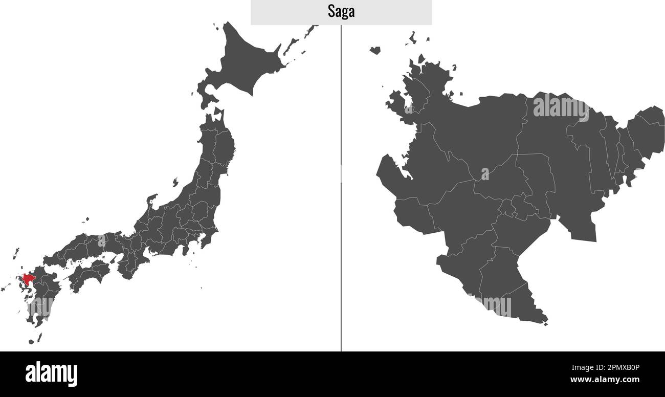 map of Saga prefecture of Japan and location on Japanese map Stock ...
