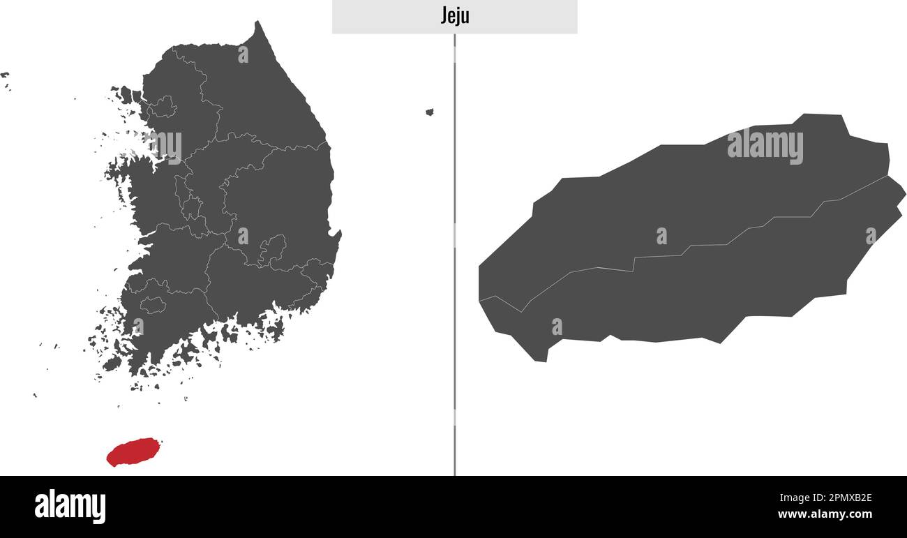 map of Jeju state of South Korea and location on Korean map Stock ...