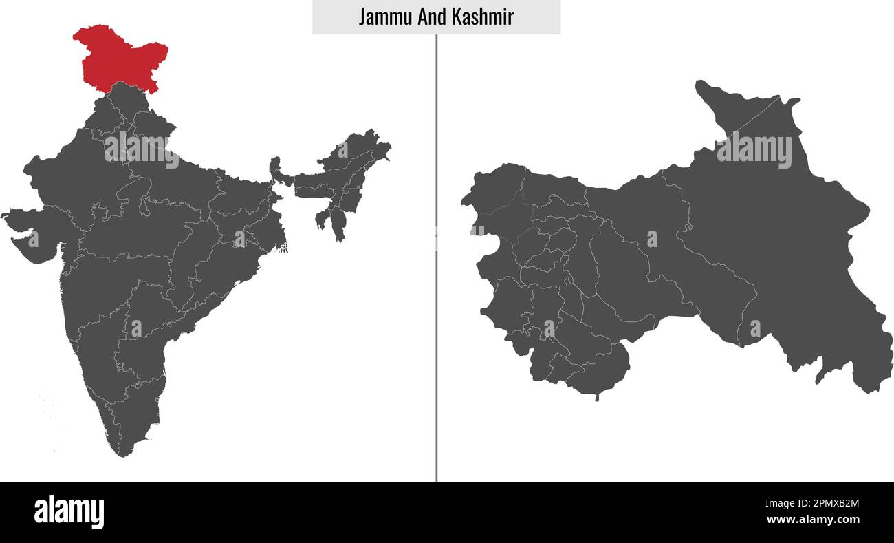 map of Jammu and Kashmir state of India and location on Indian map Stock Vector Image & Art - Alamy