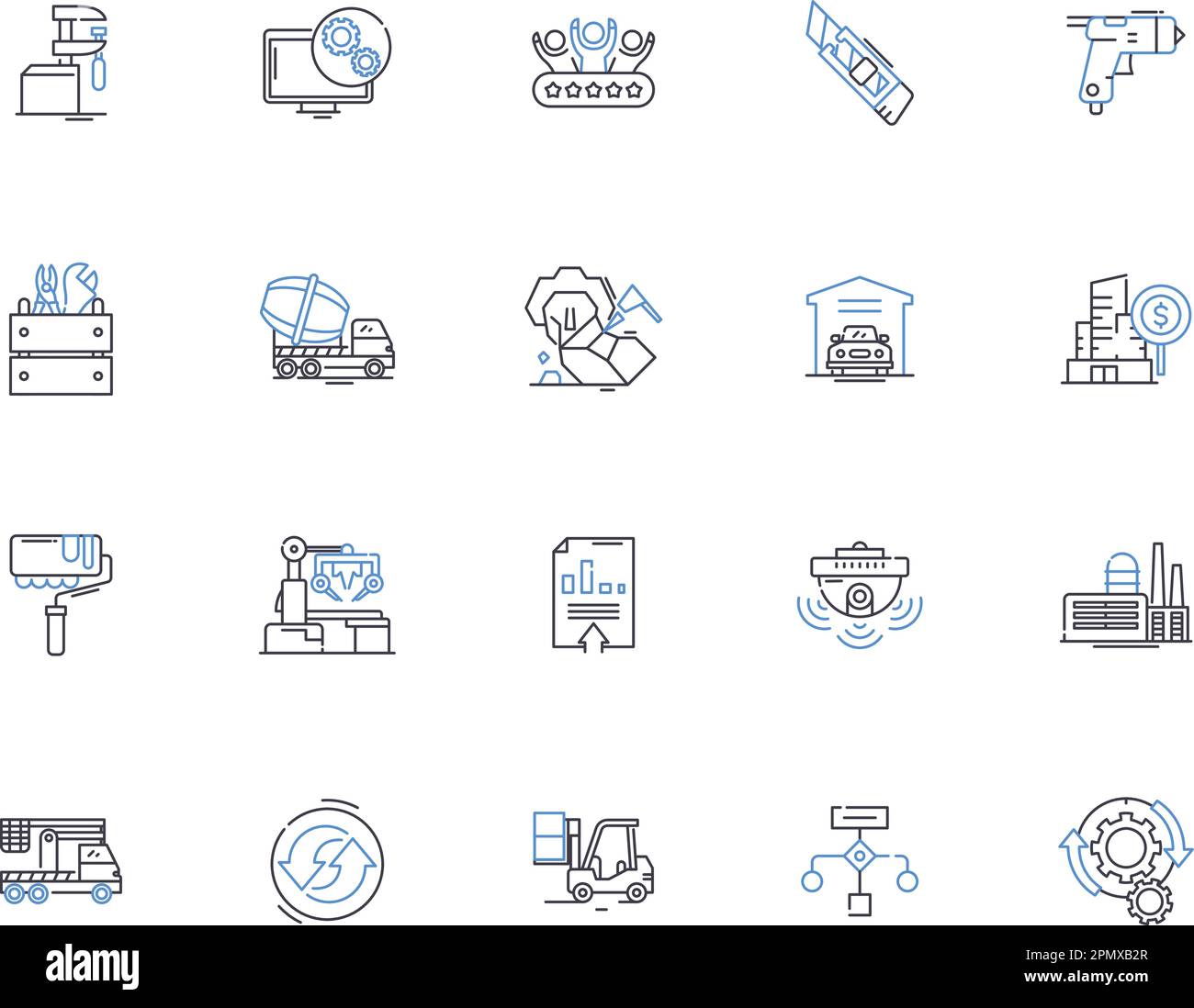 Builder outline icons collection. builder, constructor, architect ...
