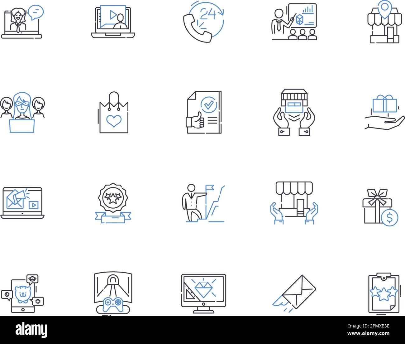Advertising outline icons collection. Promotion, Branding, Publicity ...