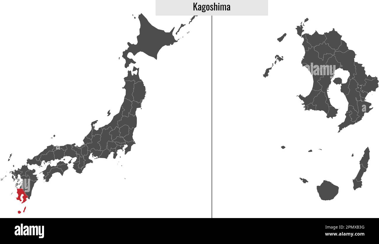map of Kagoshima prefecture of Japan and location on Japanese map Stock ...