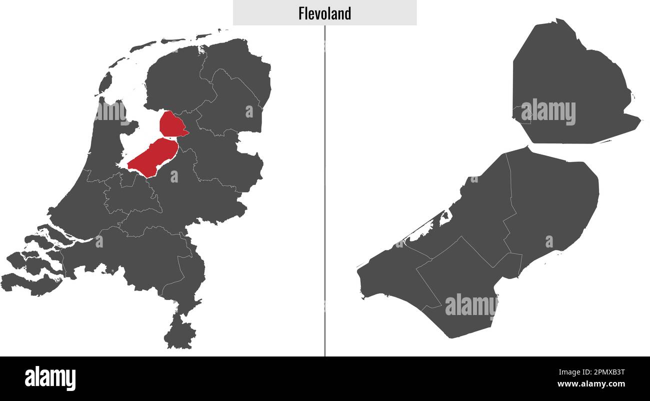 map of Flevoland region of Netherlands and location on Dutch map Stock ...