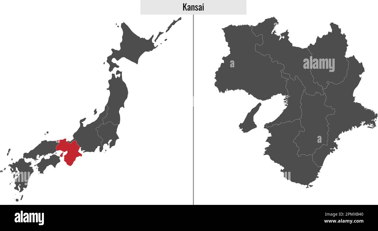 map of Kansai region of Japan and location on Japanese map Stock Vector ...