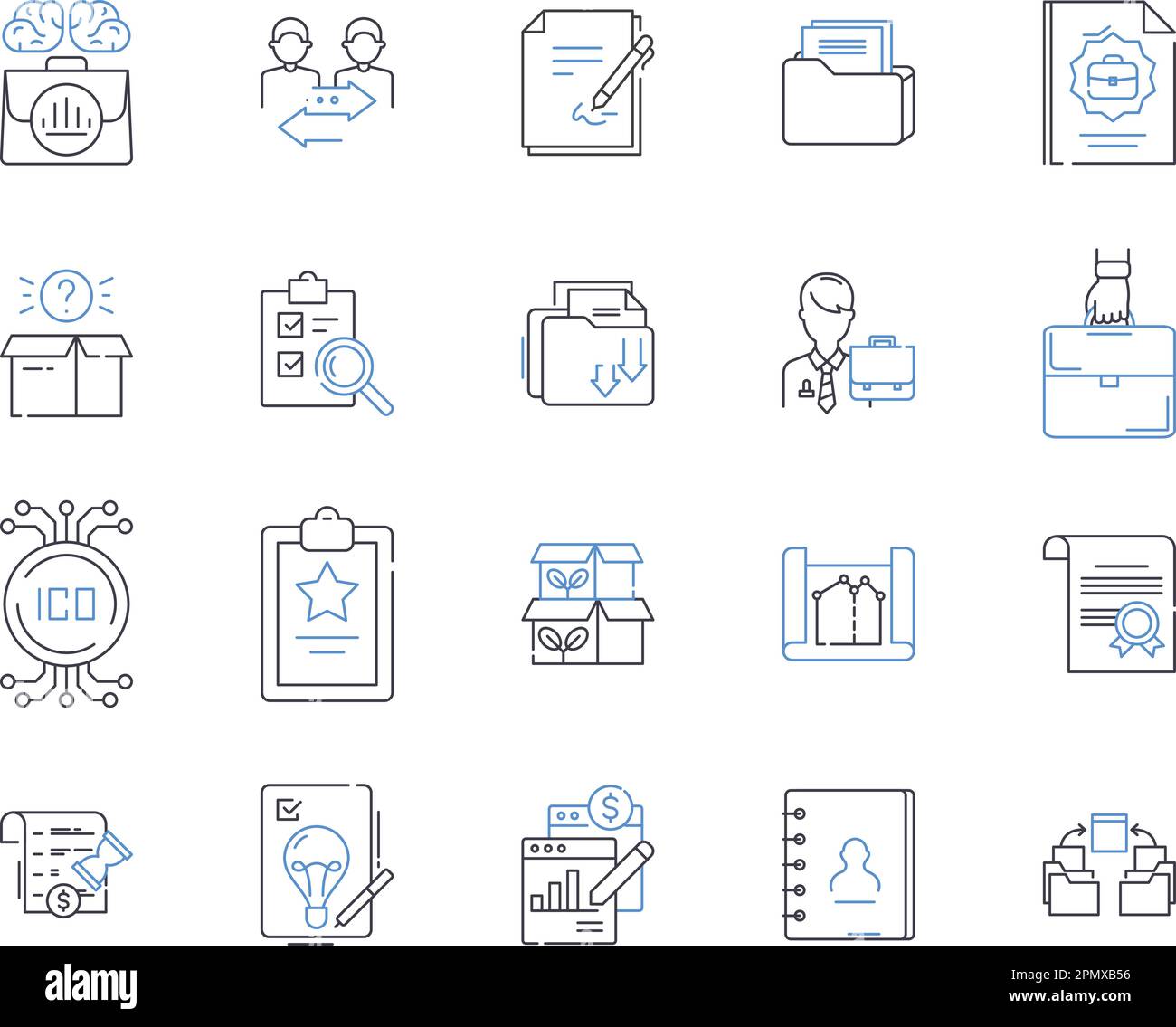 Document Management Outline Icons Collection Document Management System Records Scanning