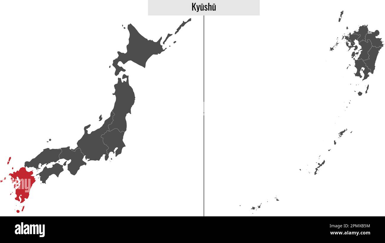 map of Kyushu region of Japan and location on Japanese map Stock Vector ...