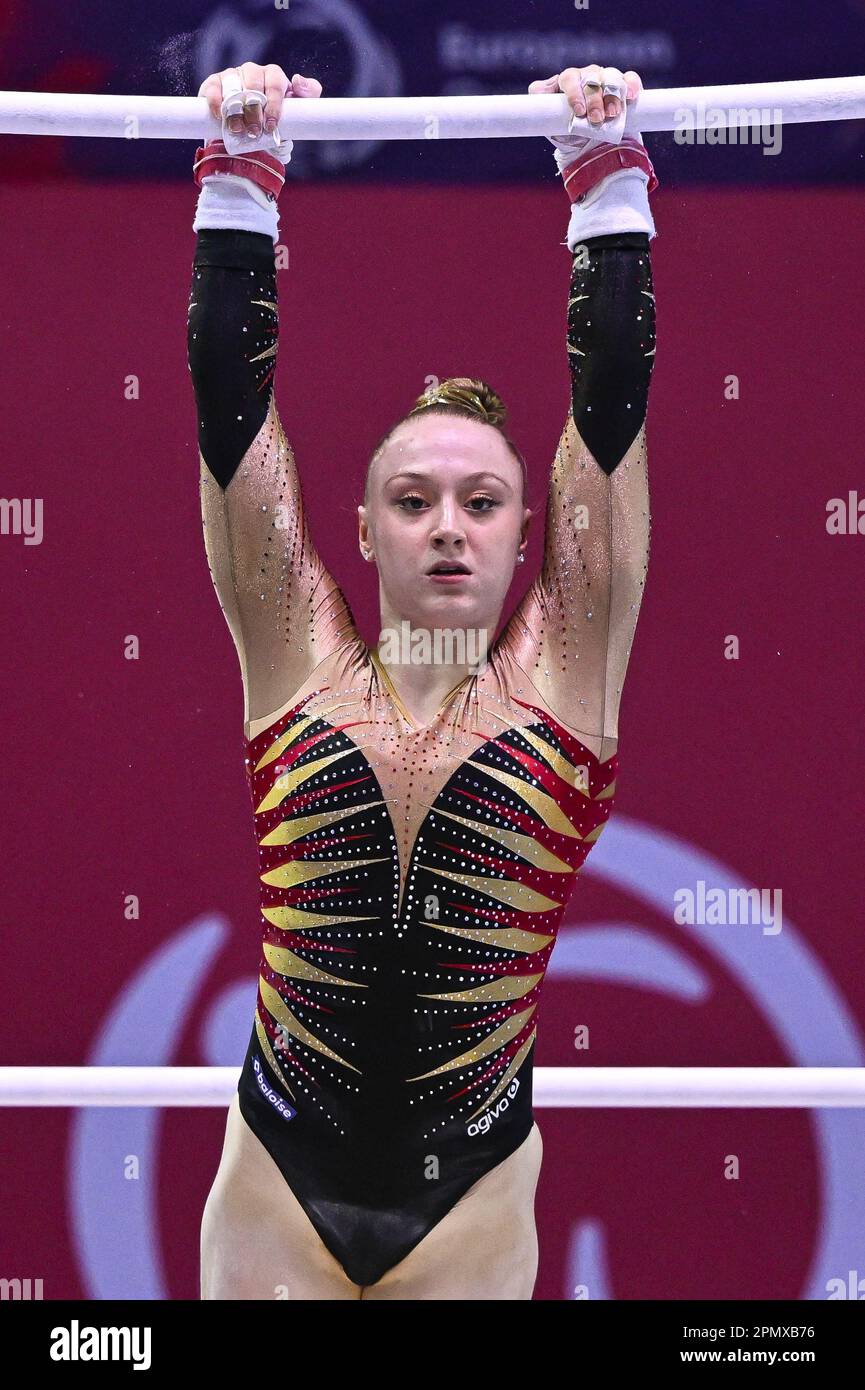 Antalya, Turkey. 15th Apr, 2023. Belgian gymnast Lisa Vaelen pictured ...