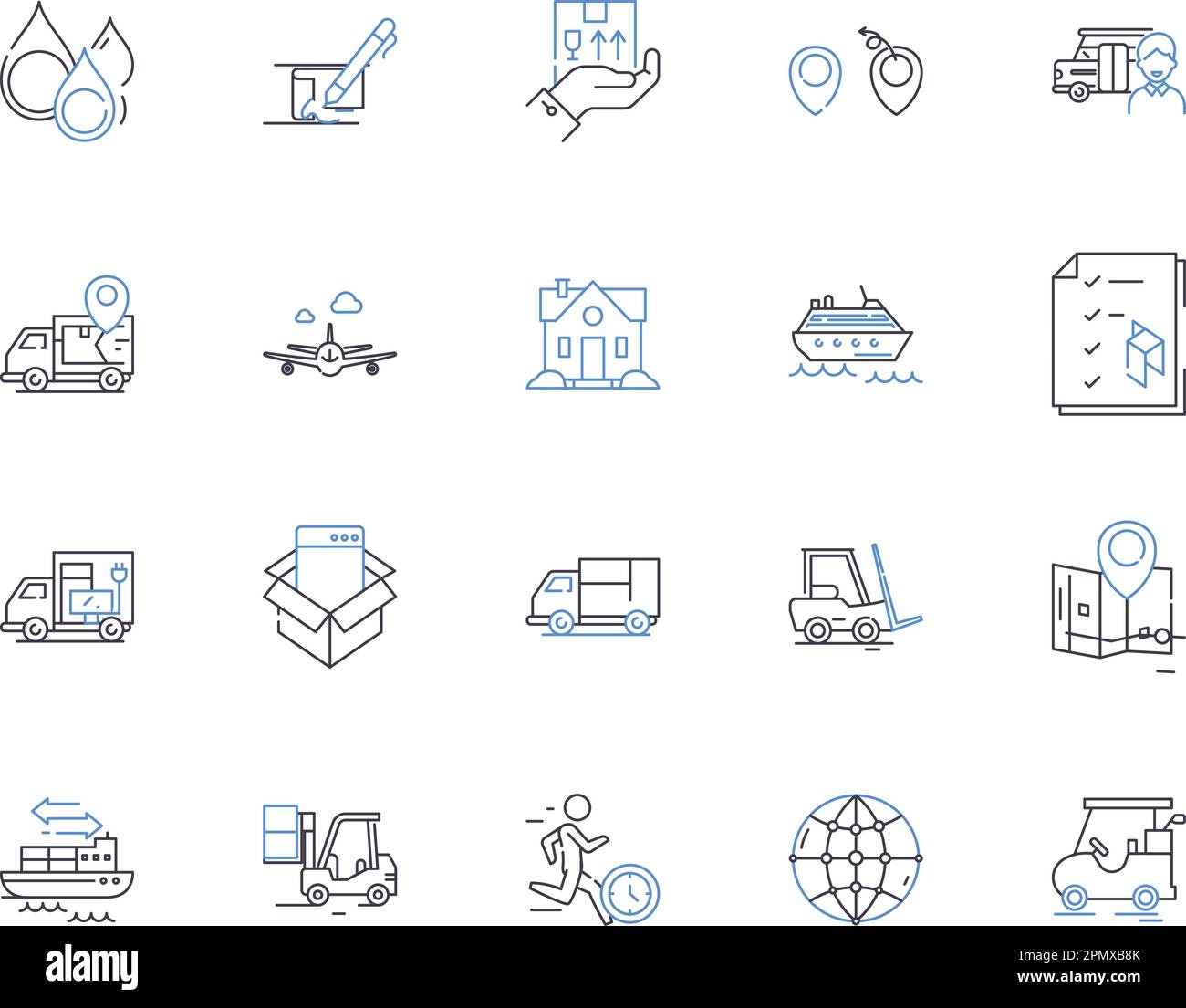 Logistic Management Outline Icons Collection Logistics Management