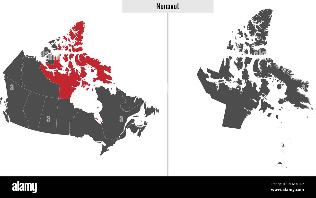 map of Nunavut province of Canada and location on Canadian map Stock ...