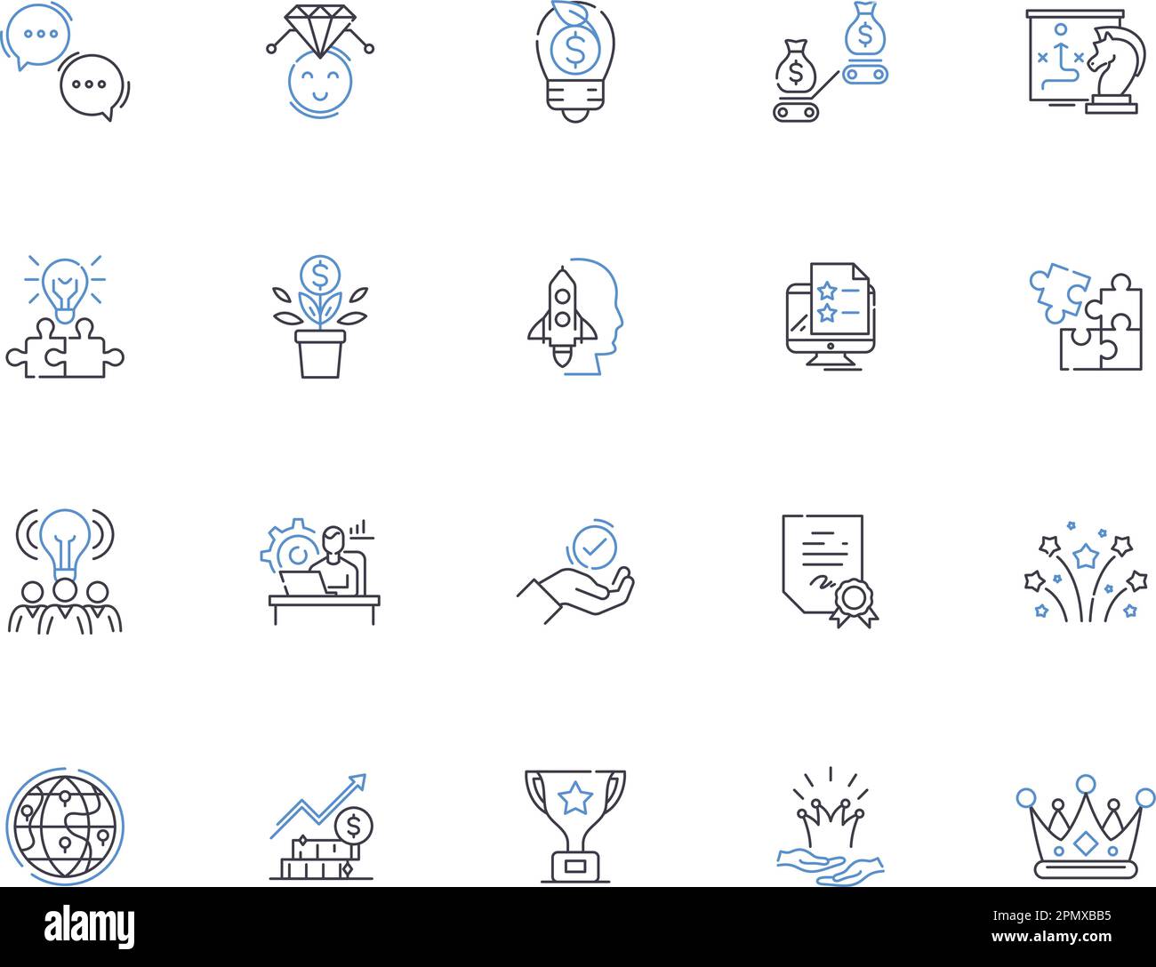 Business success outline icons collection. Success, Profit, Expand ...