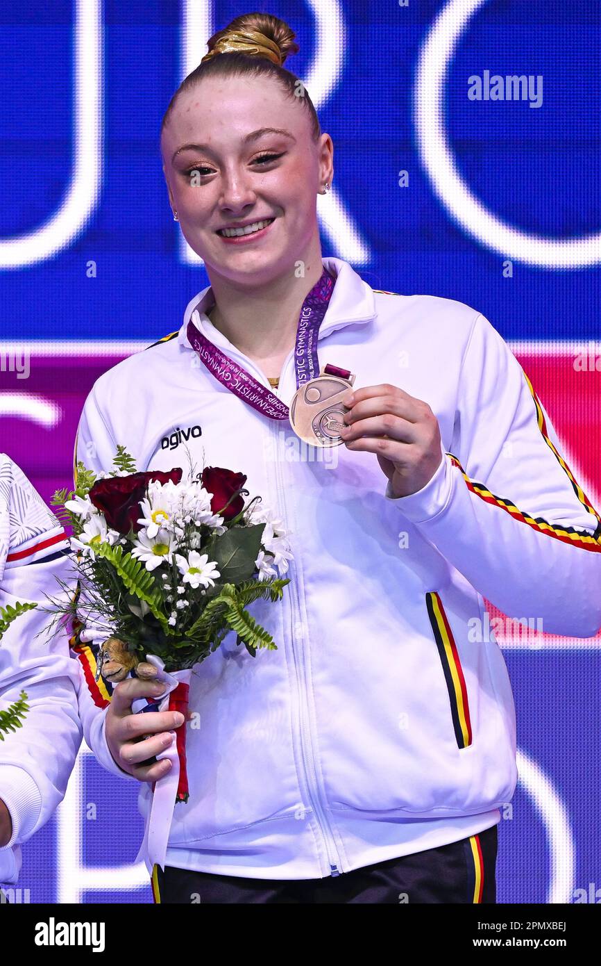 Antalya, Turkey. 15th Apr, 2023. Belgian gymnast Lisa Vaelen pictured ...