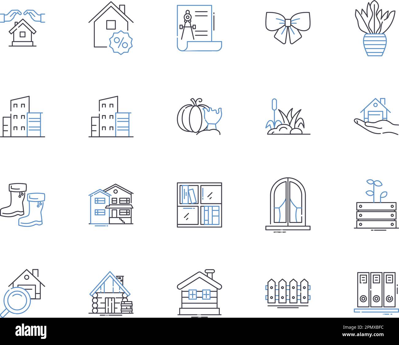 Remodeling and renovation outline icons collection. Remodelling ...