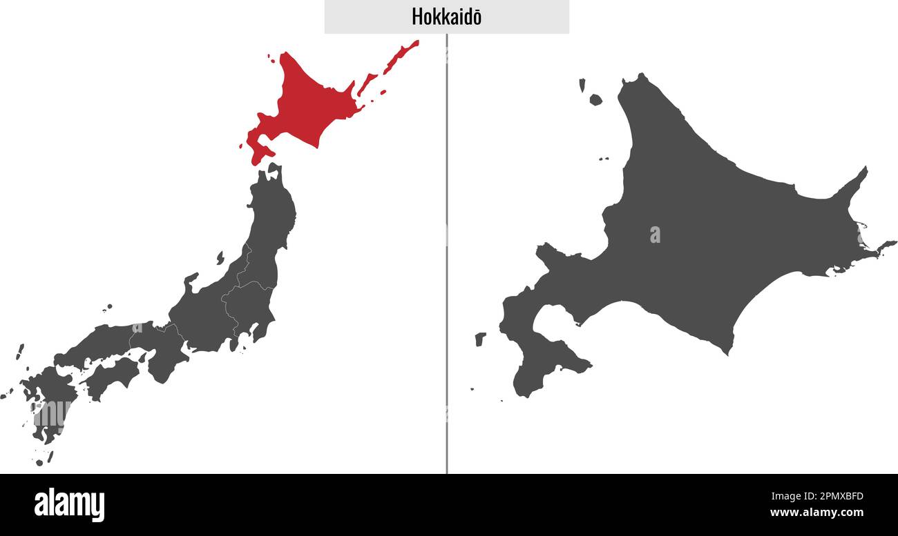 map of Hokkaido region of Japan and location on Japanese map Stock ...