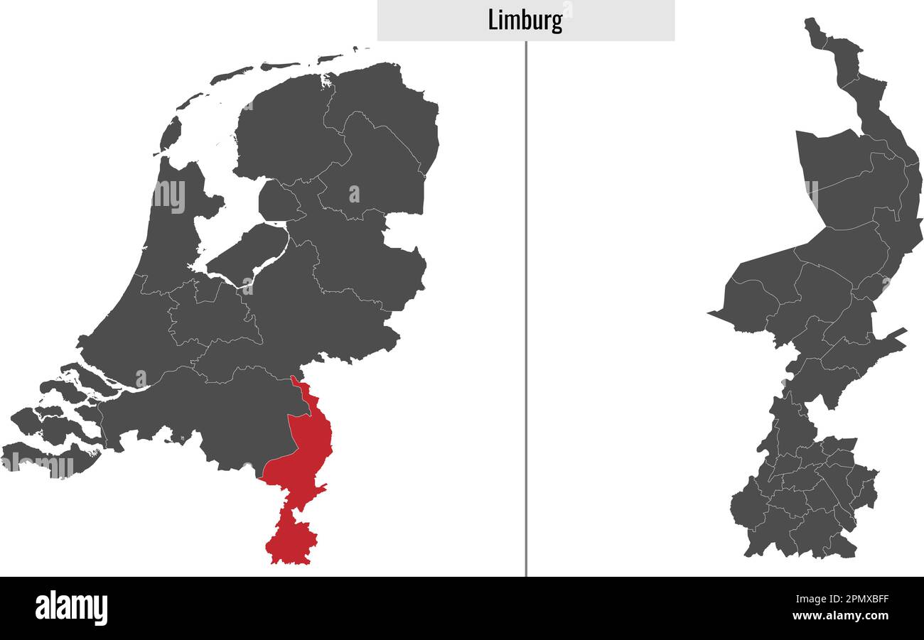 map of Limburg region of Netherlands and location on Dutch map Stock ...