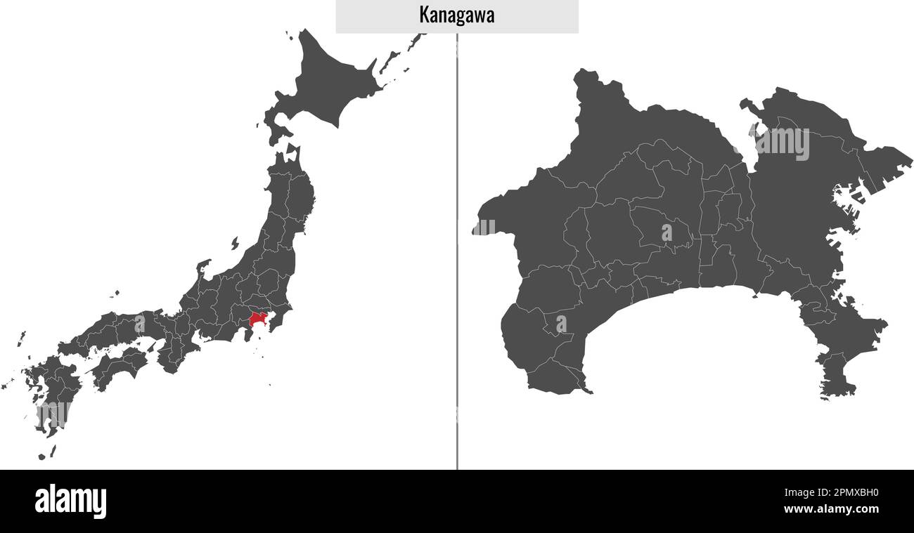 map of Kanagawa prefecture of Japan and location on Japanese map Stock ...