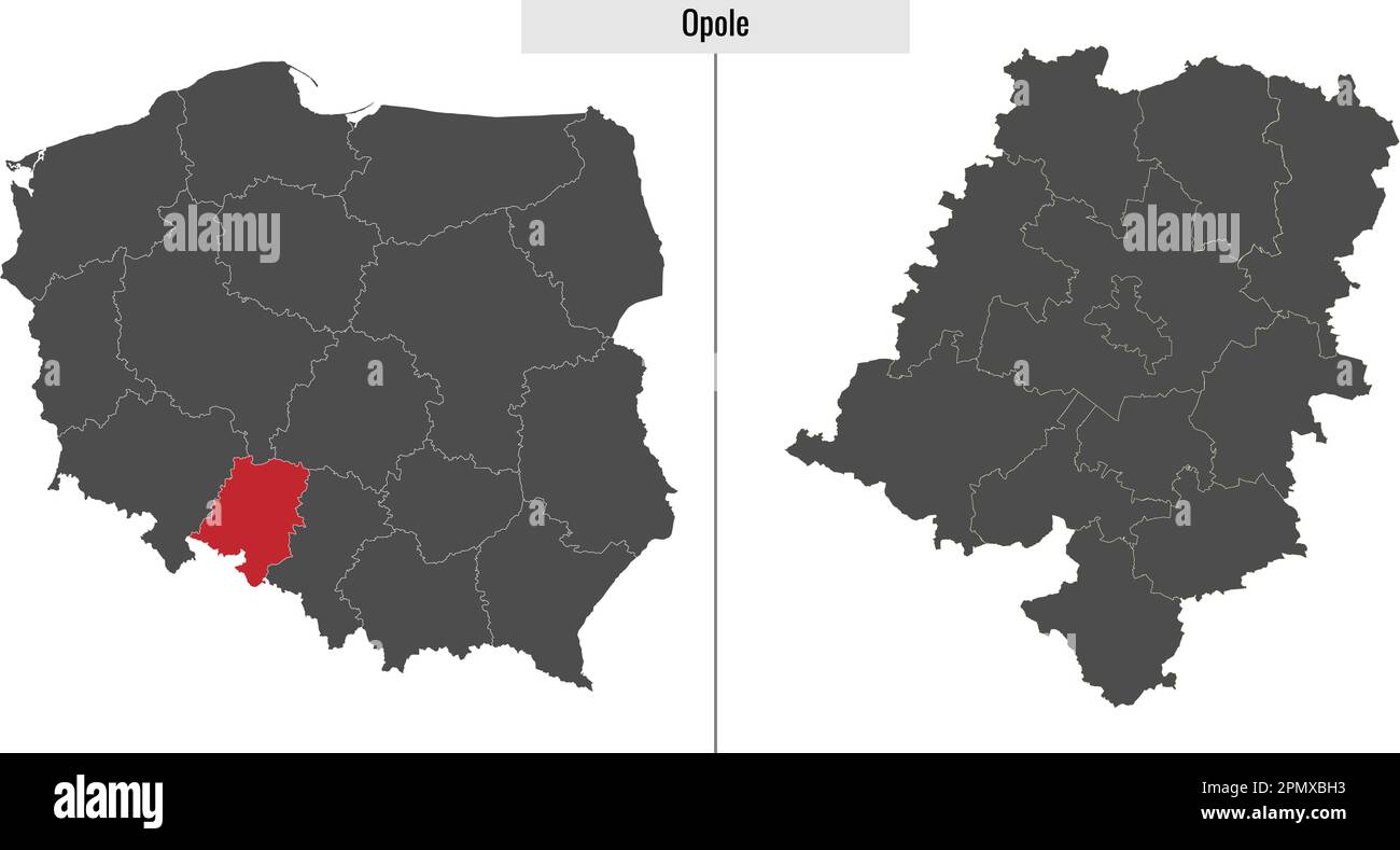 map of Opole voivodship province of Poland and location on Polish map ...