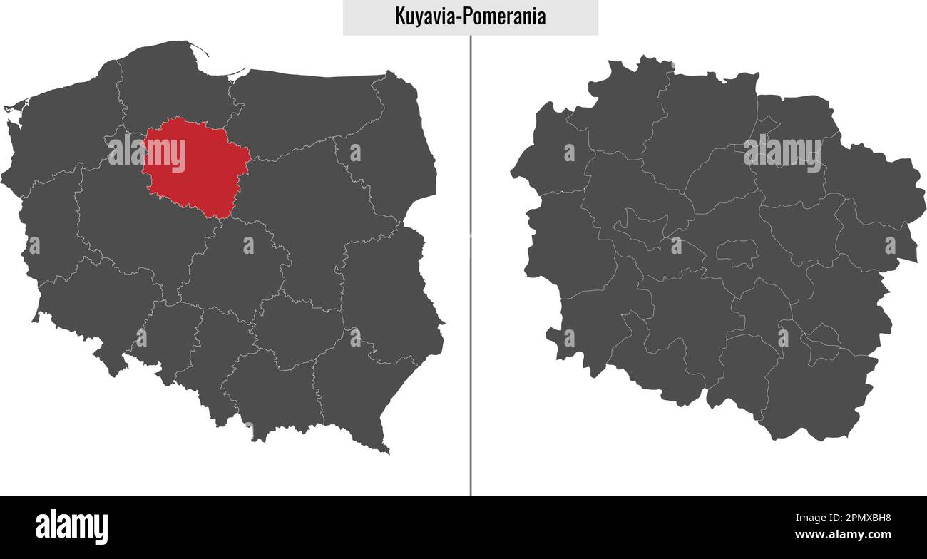 map of Kuyavia-Pomerania voivodship province of Poland and location on ...