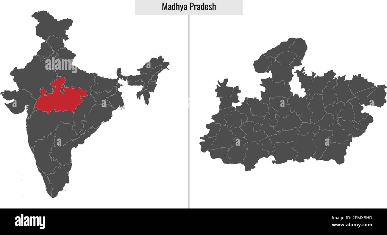 map of Madhya Pradesh state of India and location on Indian map Stock ...