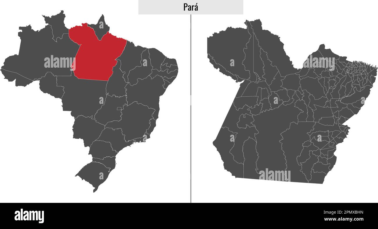 map of Para state of Brazil and location on Brazilian map Stock Vector ...