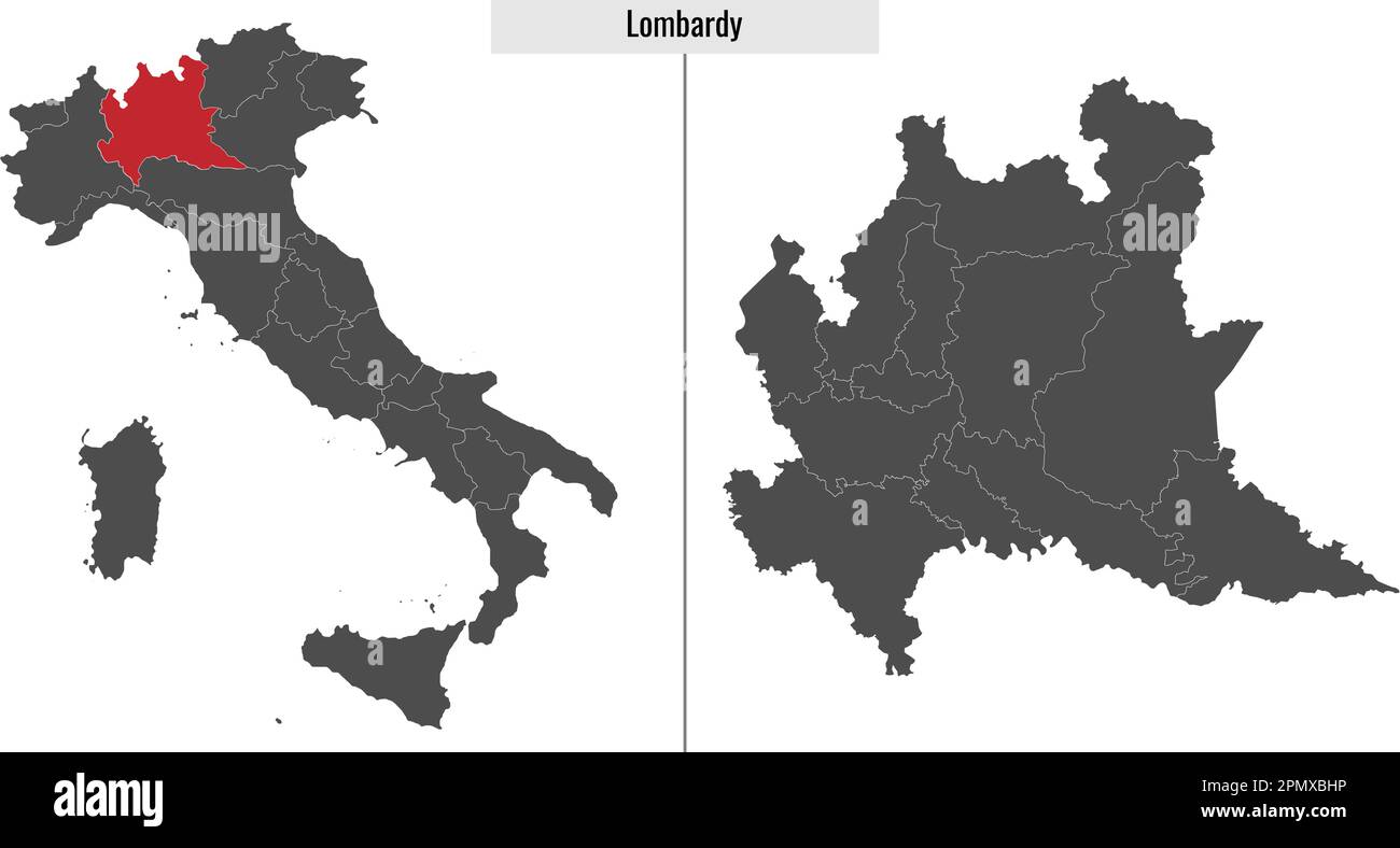 map of Lombardy province of Italy and location on Italian map Stock ...