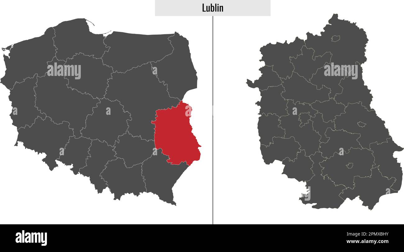 map of Lublin voivodship province of Poland and location on Polish map ...