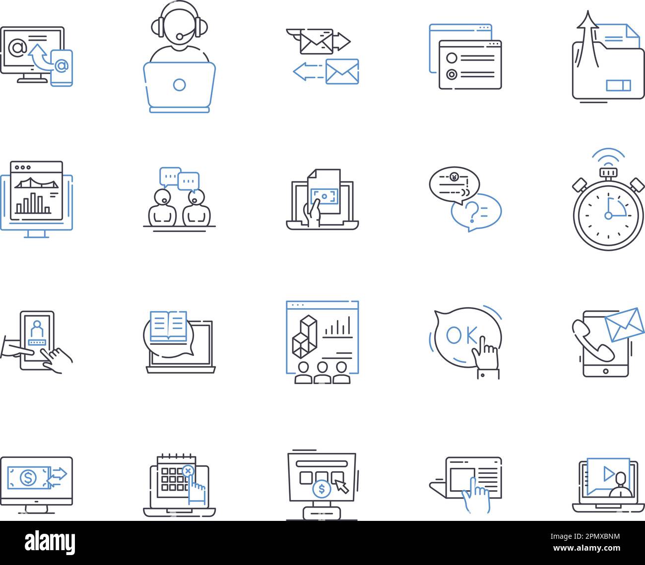Management and content outline icons collection. management, content ...