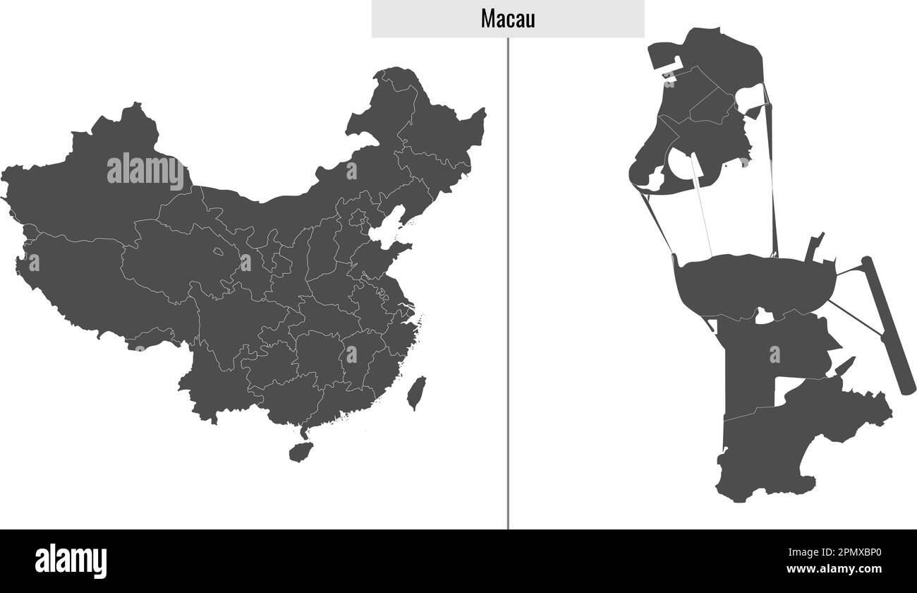 map of Macau province of China and location on Chinese map Stock Vector ...