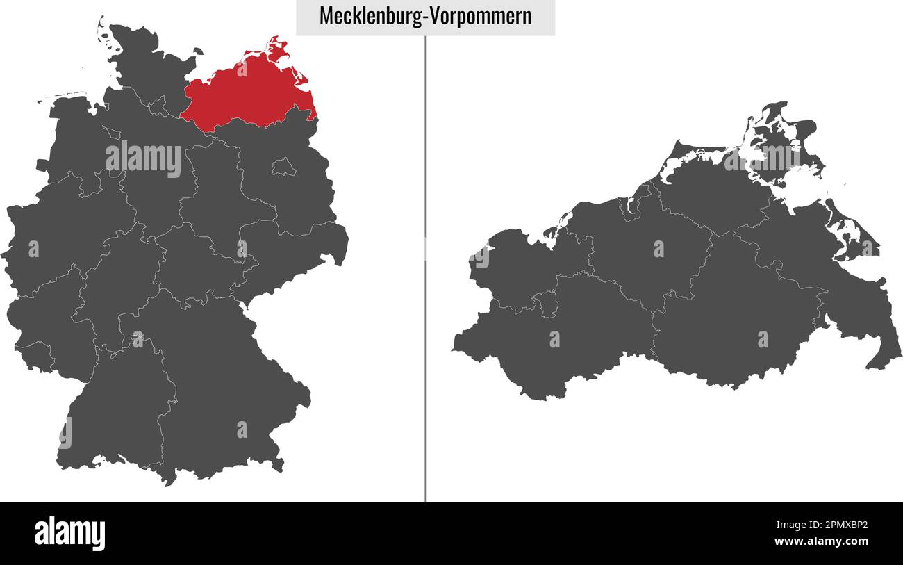 map of Mecklenburg-Vorpommern state of Germany and location on German ...