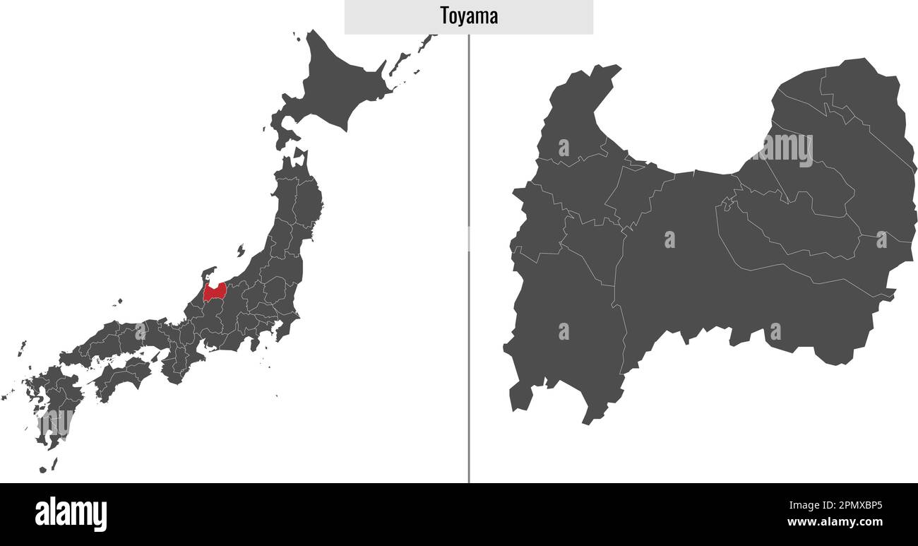 map of Toyama prefecture of Japan and location on Japanese map Stock ...