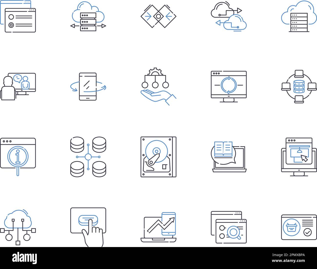 Digital industry outline icons collection. Digital, industry, technology, online, computing ...