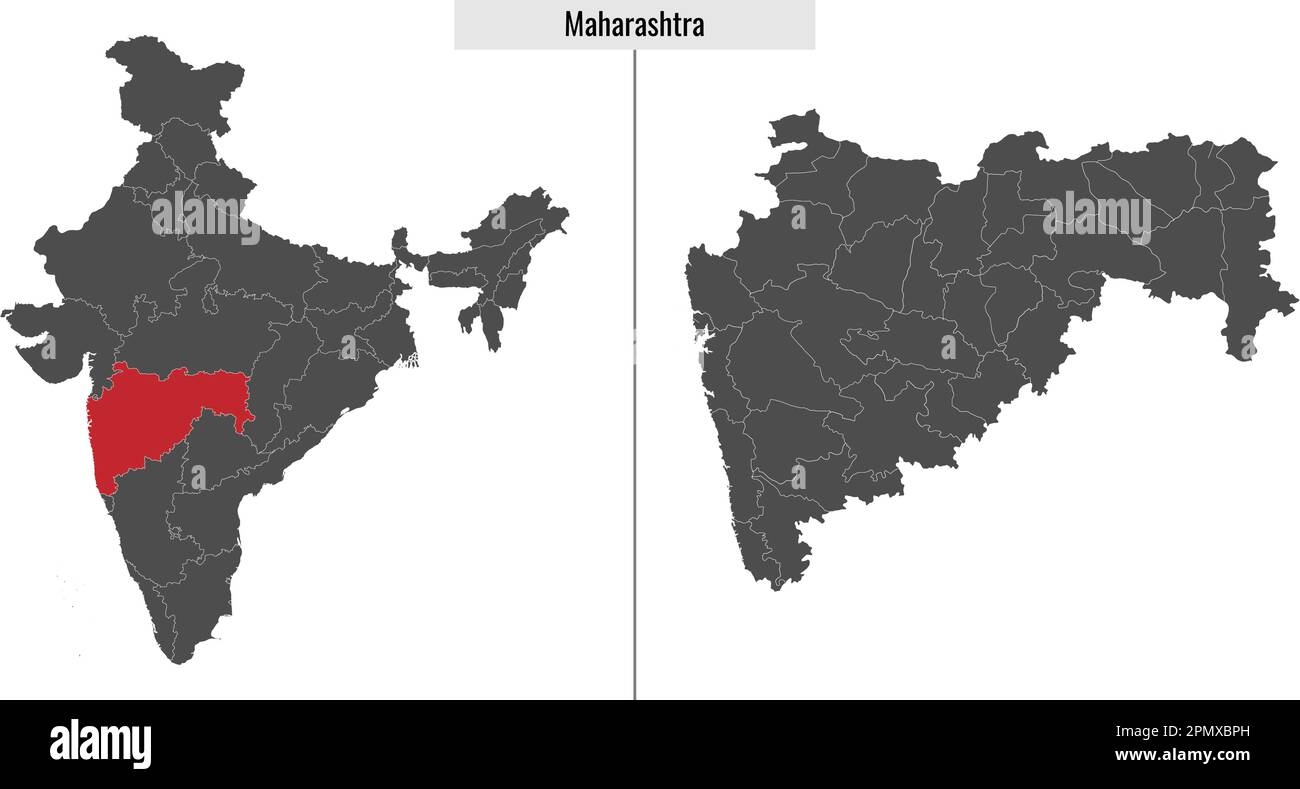 map of Maharashtra state of India and location on Indian map Stock ...