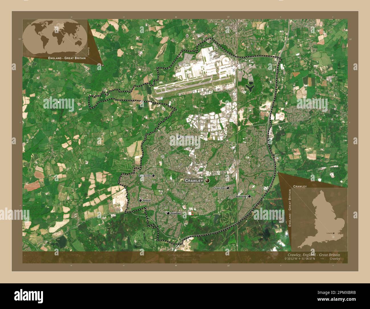 Crawley, non metropolitan district of England - Great Britain. Low ...