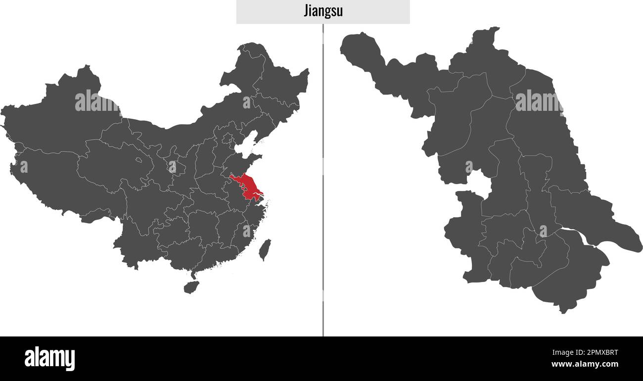 map of Jiangsu province of China and location on Chinese map Stock ...