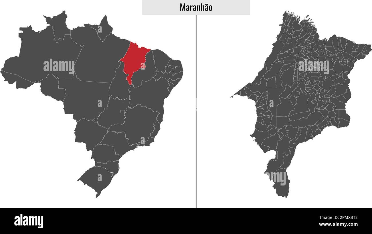 map of Maranhao state of Brazil and location on Brazilian map Stock ...