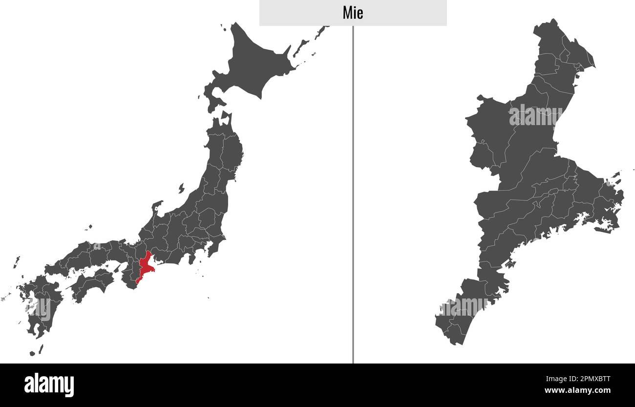 map of Mie prefecture of Japan and location on Japanese map Stock ...