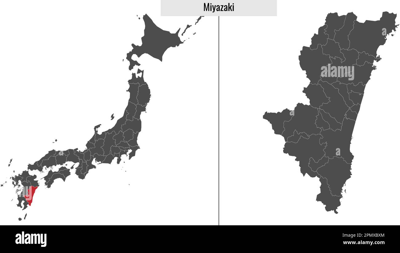 map of Miyazaki prefecture of Japan and location on Japanese map Stock ...