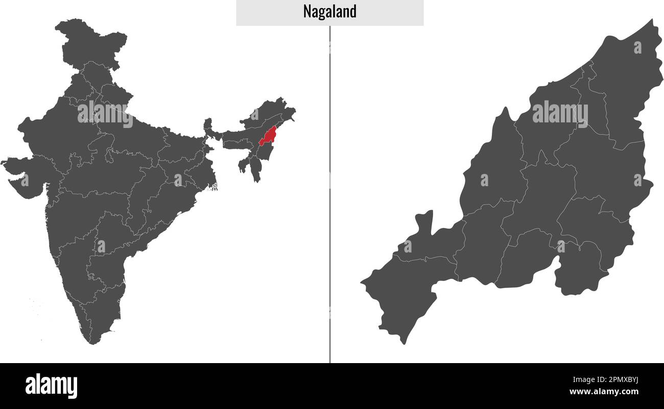 map of Nagaland state of India and location on Indian map Stock Vector ...