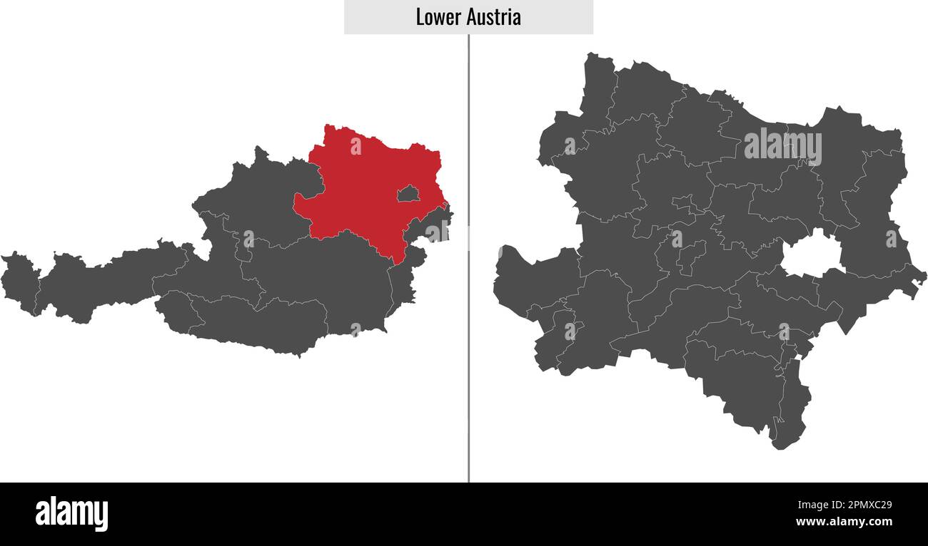 map of Lower Austria state of Austria and location on Austrian map ...