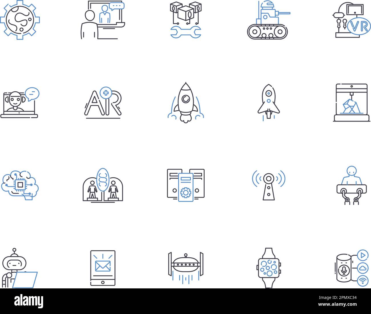 Future technologies outline icons collection. AI, Robotics, Automation ... Future technologies outline icons collection. AI, Robotics, Automation ...