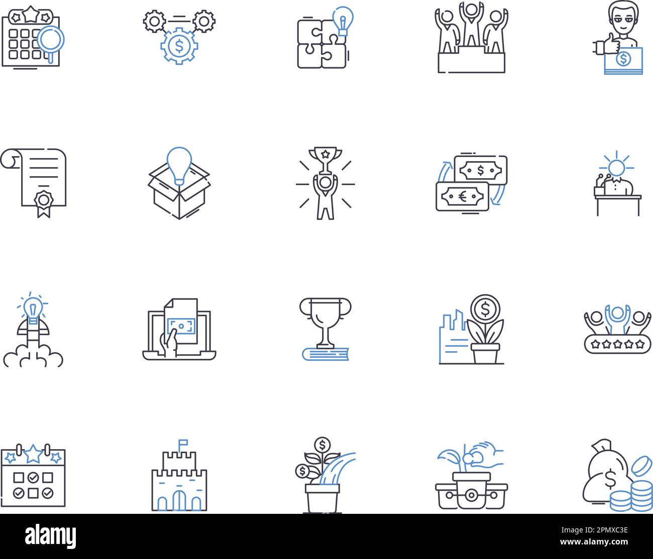 Business success outline icons collection. Success, Profit, Expand ...