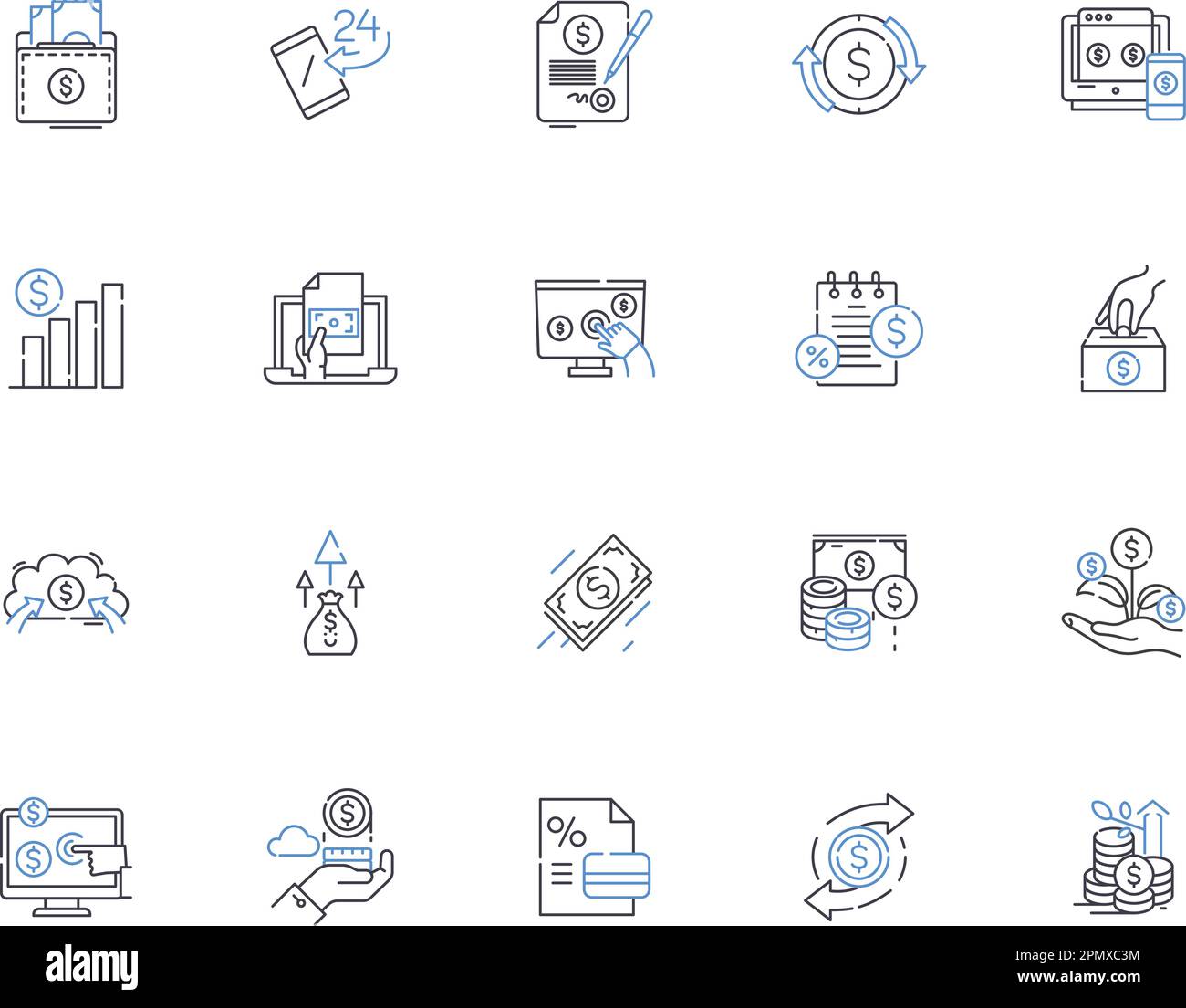 Payment outline icons collection. Fee, Remittance, Tribute, Dues, Spend ...