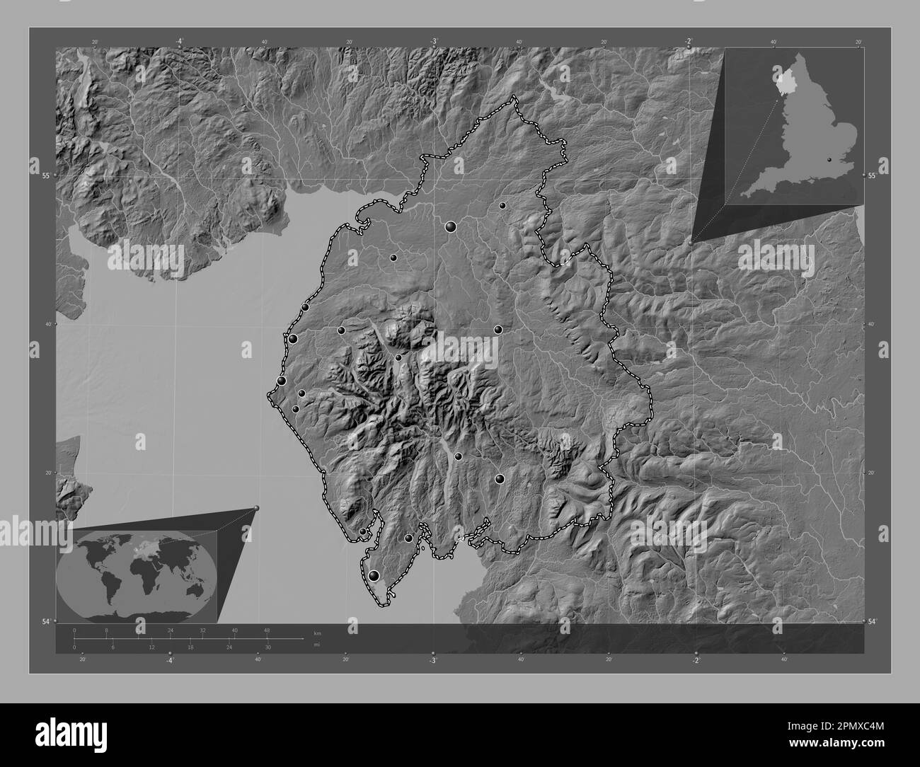 Cumbria, administrative county of England - Great Britain. Bilevel ...