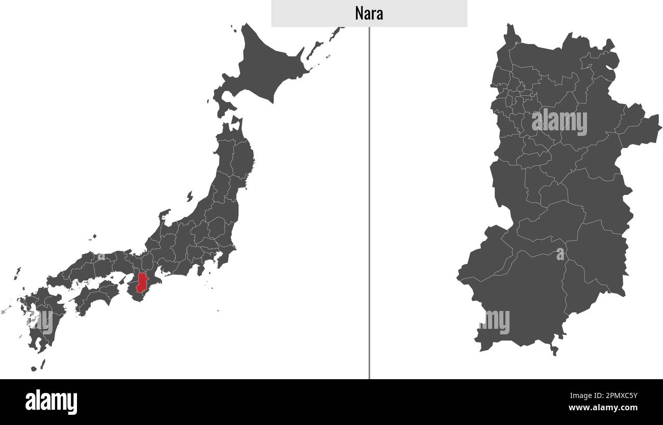 map of Nara prefecture of Japan and location on Japanese map Stock ...