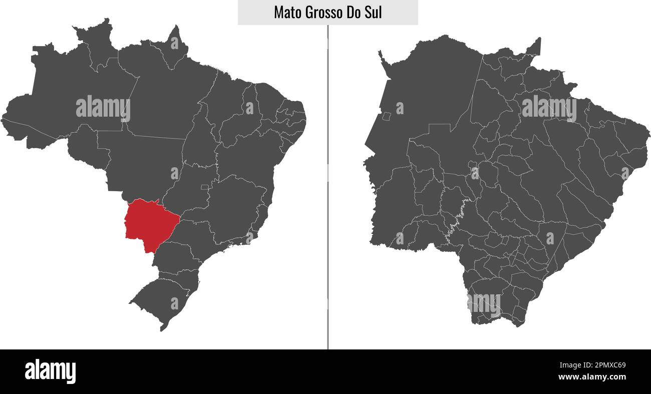 map of Mato Grosso do Sul state of Brazil and location on Brazilian map Stock Vector Image & Art ...