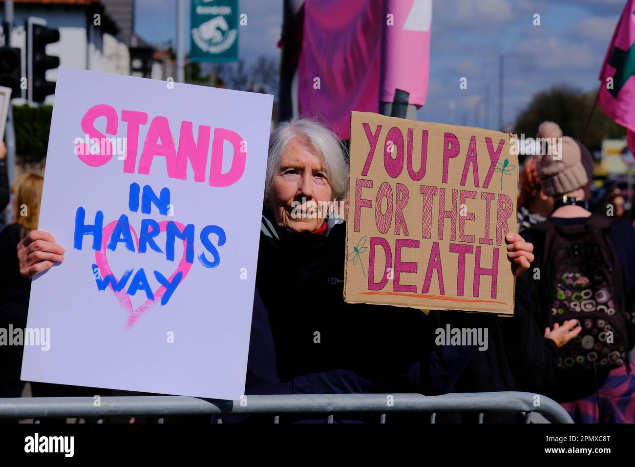 Aintree, Liverpool, UK. 15th Apr 2023. Animal Rising Protesters with ...