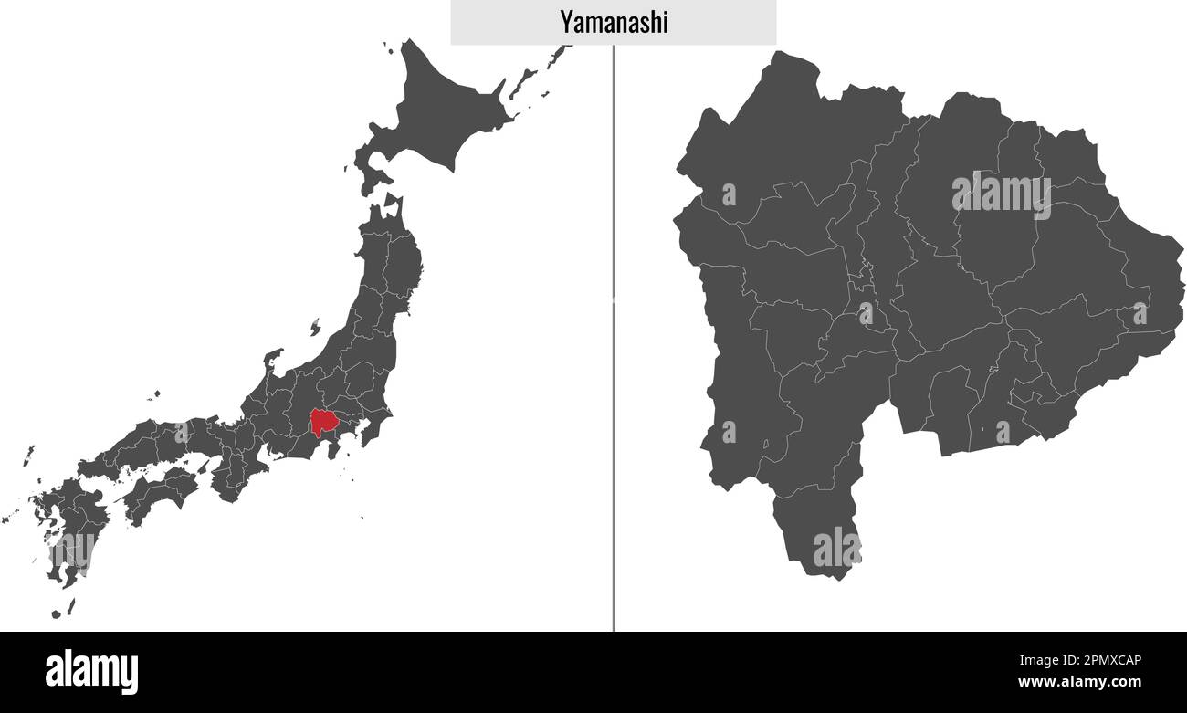 map of Yamanashi prefecture of Japan and location on Japanese map Stock ...