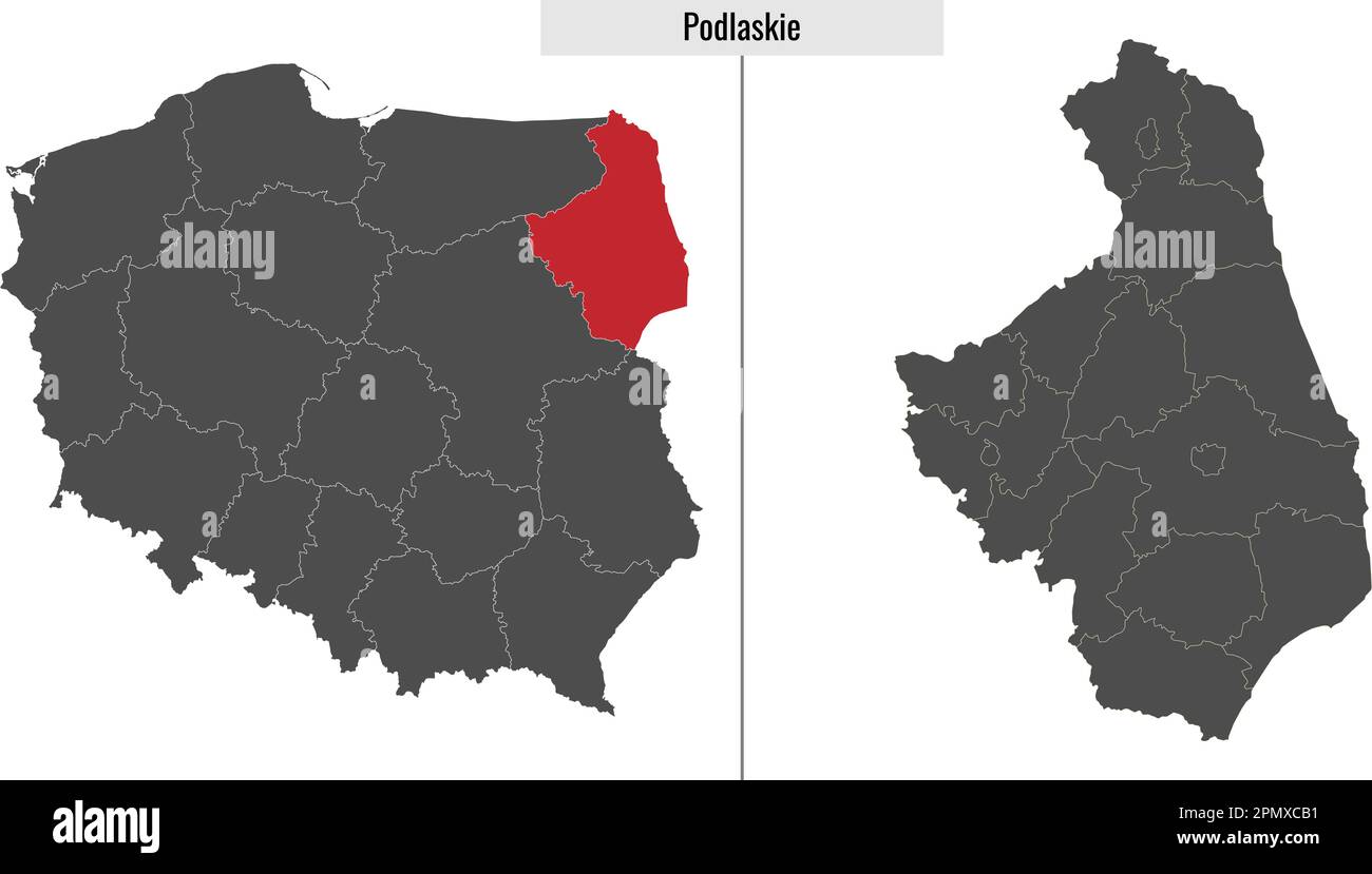 map of Podlaskie voivodship province of Poland and location on Polish ...