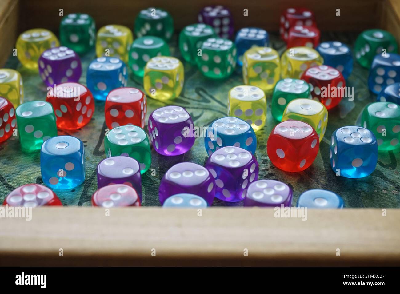 Colourful D6 dice from Sagrada board game Stock Photo - Alamy