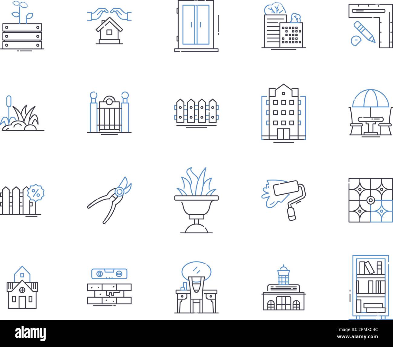 Apartment Building Outline Icons Collection Apartment Building Block Complex Structure